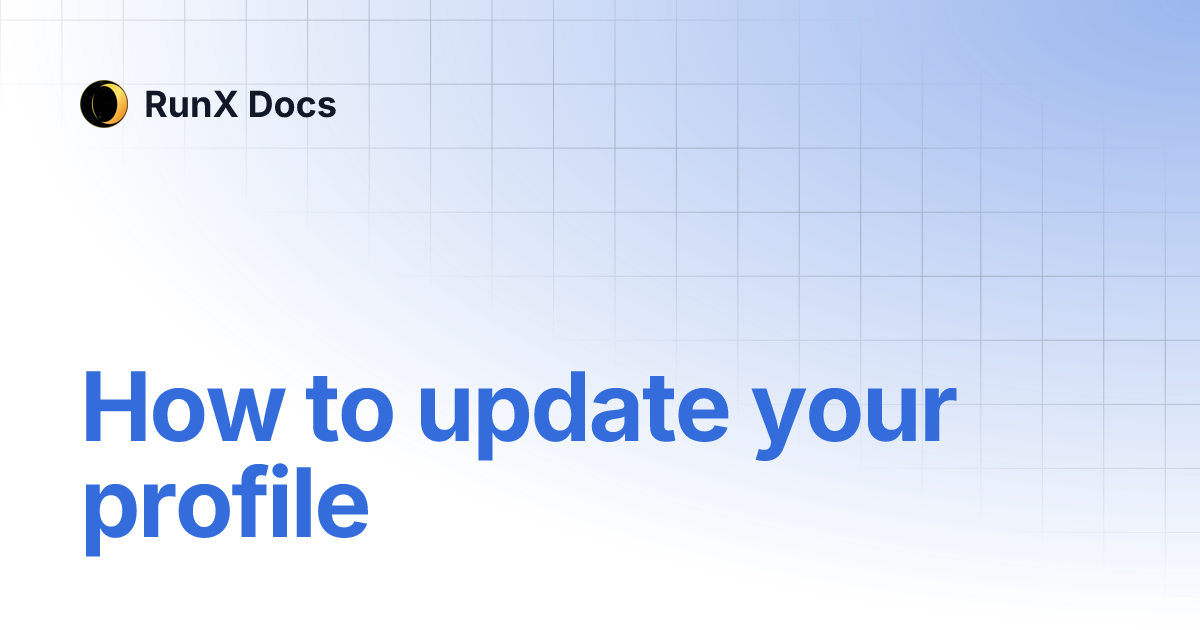 How to update your profile | RunX Docs
